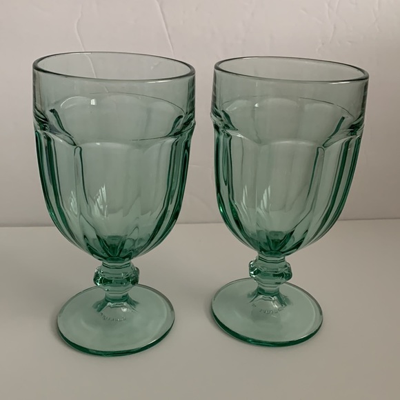 Libbey Dining Vtg Libbey Duratuff Usa Water Goblets Gibraltar Spanish Green By Libbey Set Of